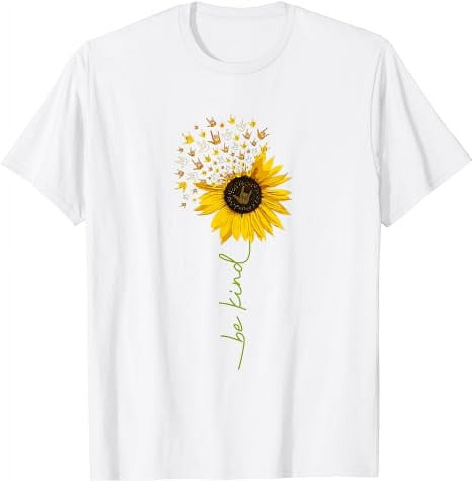 Be Kind Hippie Sunflower I Love You Deaf ASL Sign Language T-Shirt ...