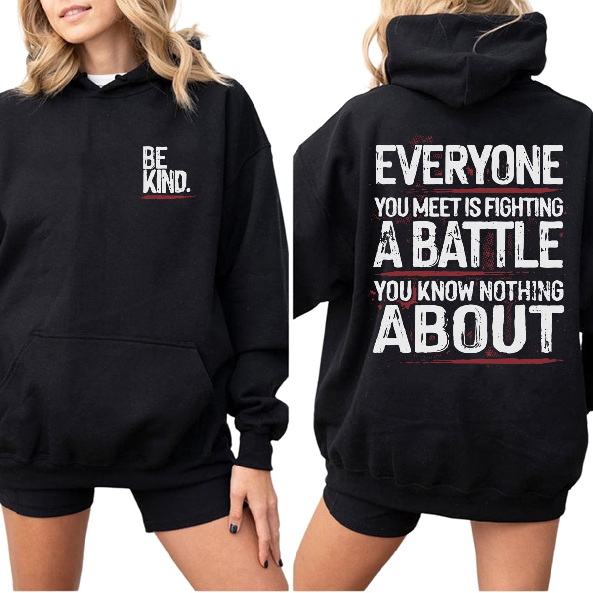 Be Kind Hoodie – Double-Sided Mental Health Awareness Pullover ...