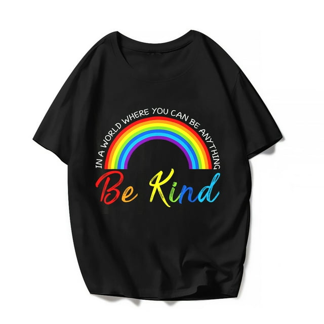 Be Kind LGBTQ Pride Flag Rainbow T-Shirt Women Men Tops Gay & Lesbian ...