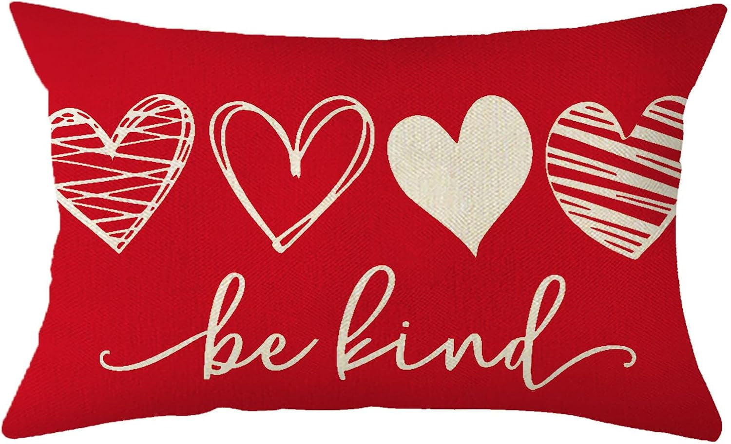 Be Kind Love Heart Throw Pillow Cover, 12 x 20 Inch Valentine''s Day ...