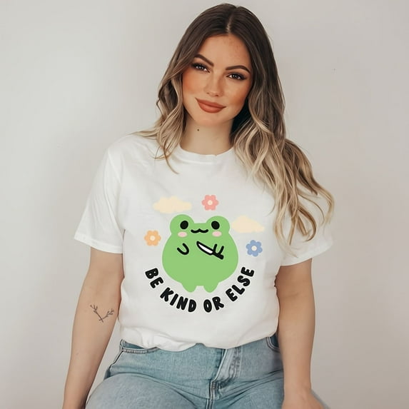 Be Kind Or Else , Cute Frog, Funny T-S1Hirt, Gift For Her, rtoon Frog ...