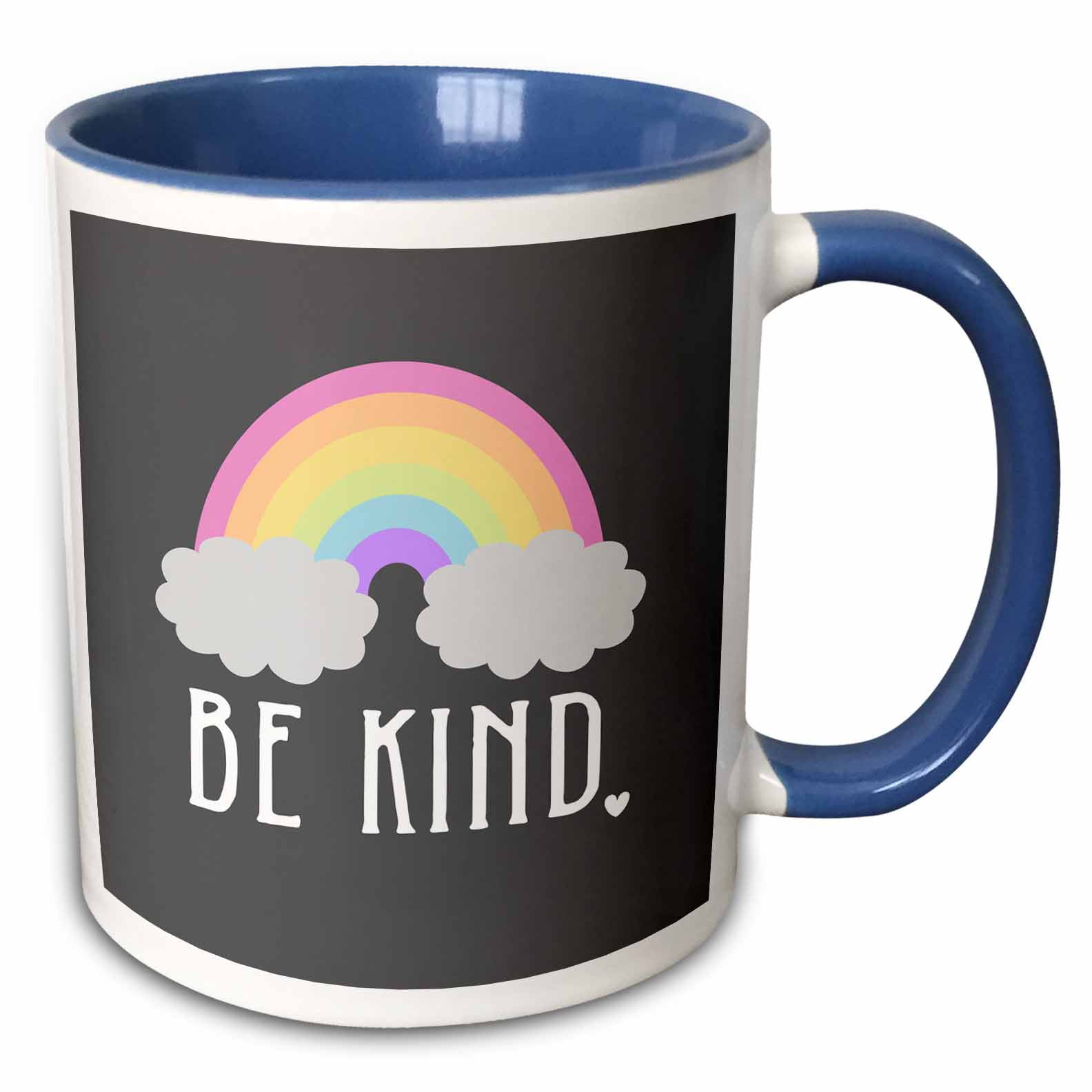 3drose, Be Kind Pastel Rainbow Motivational Quotes, 11oz Two-tone Blue ...