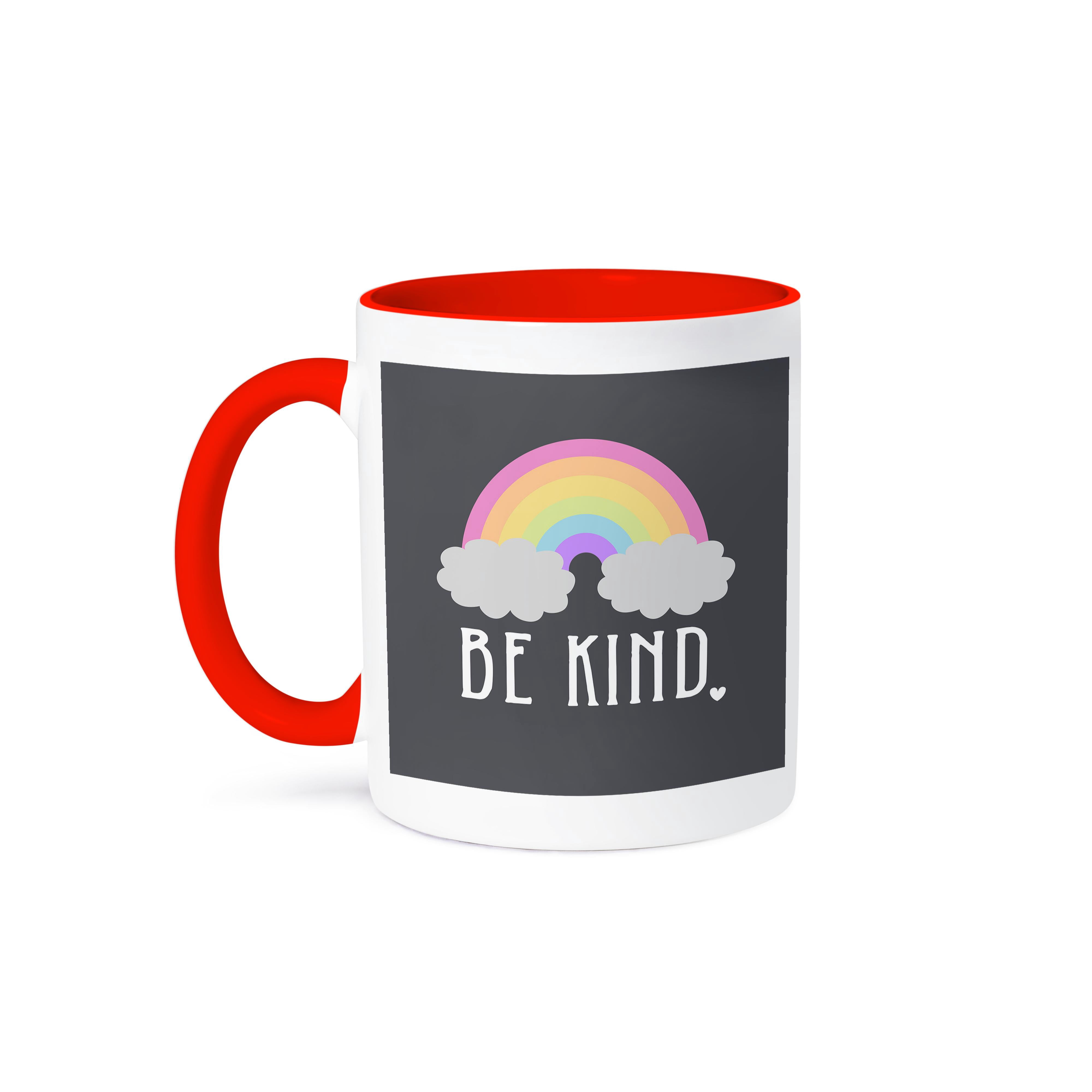 3dRose, Be Kind Pastel Rainbow Motivational Quotes, 15oz Two-Tone Red ...