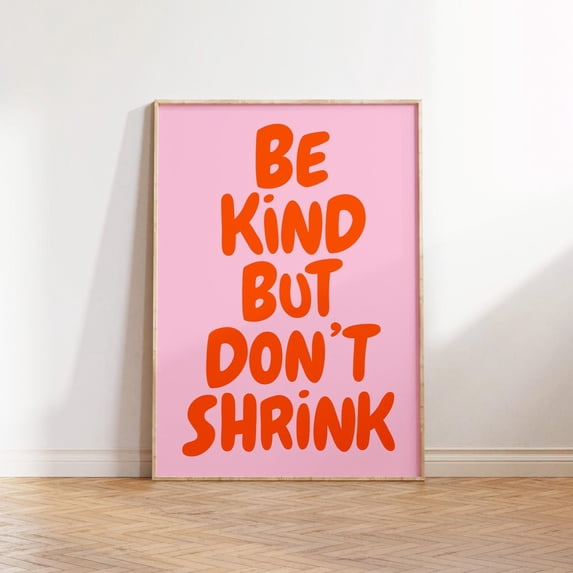 Be Kind Pink Positive Quote Wall Art, Stretched Canvas Size 16x24 ...