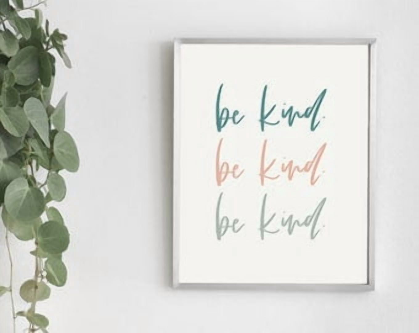 Be Kind Poster Inspirational Wall Art Hand Lettered Design, Poster Home ...