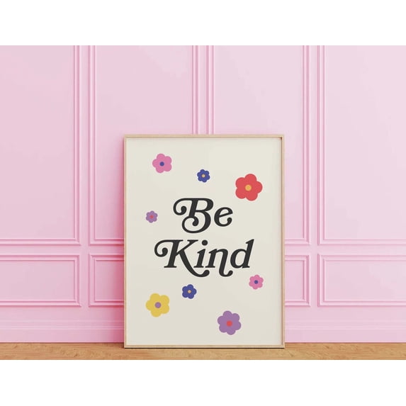 Be Kind Poster White Retro Kindness Art Cute Wall Trendy Poster ...