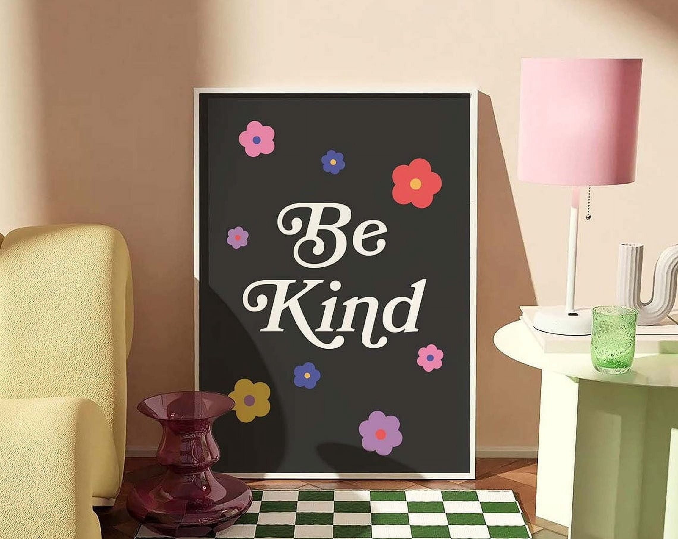 Be Kind Print, Art, Black Retro Kindness Art, Cute Wall Art, Trendy Art ...