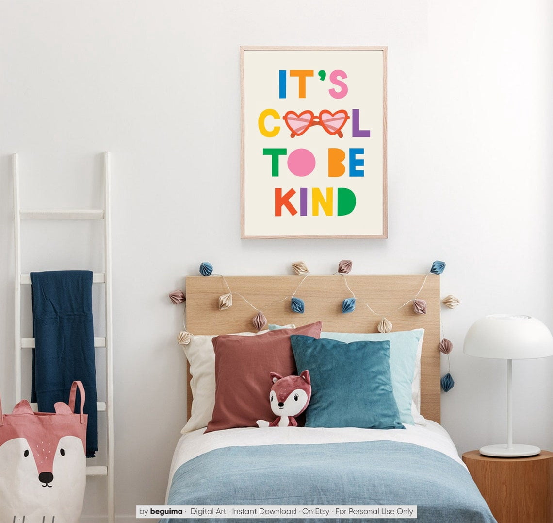 Be Kind Print Wall Art Classroom Decor Teacher Nursery Sign Inspiring ...