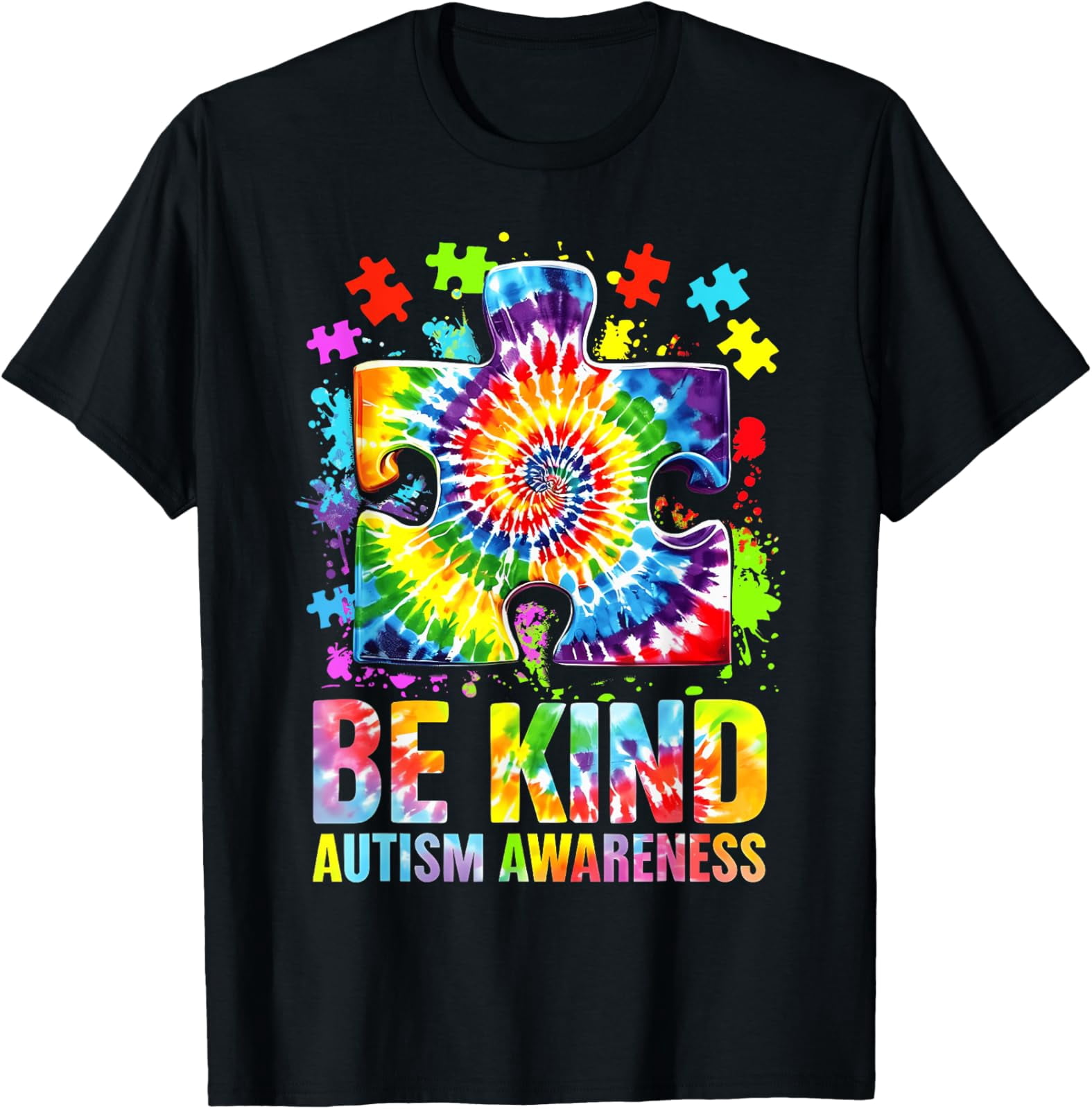Be Kind Puzzle Tie Dye Autism Awareness Men Women Boy Girl T-Shirt ...