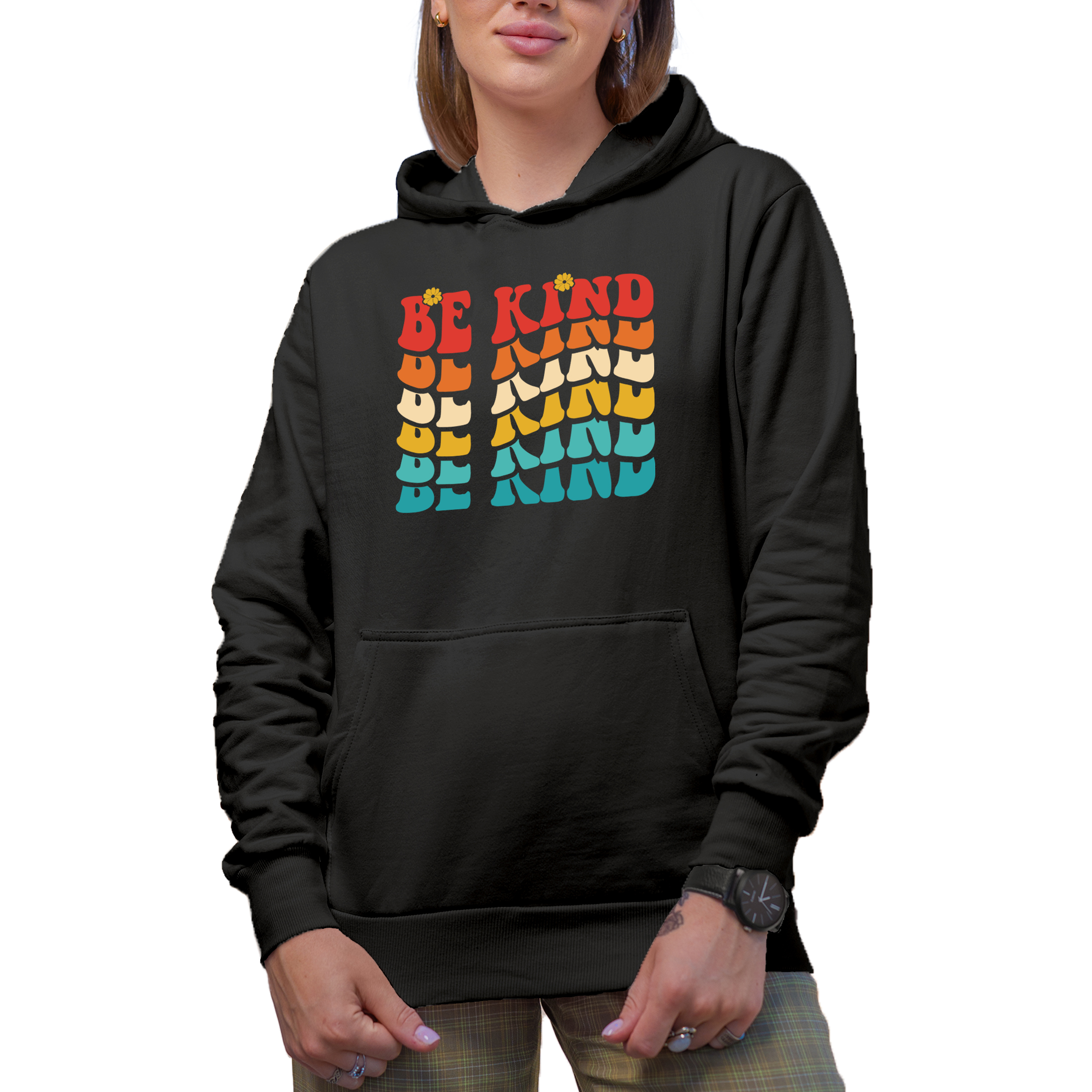 Be Kind, Quote on Kindness, Groovy Retro Wavy Text Merch Gift, Black ...