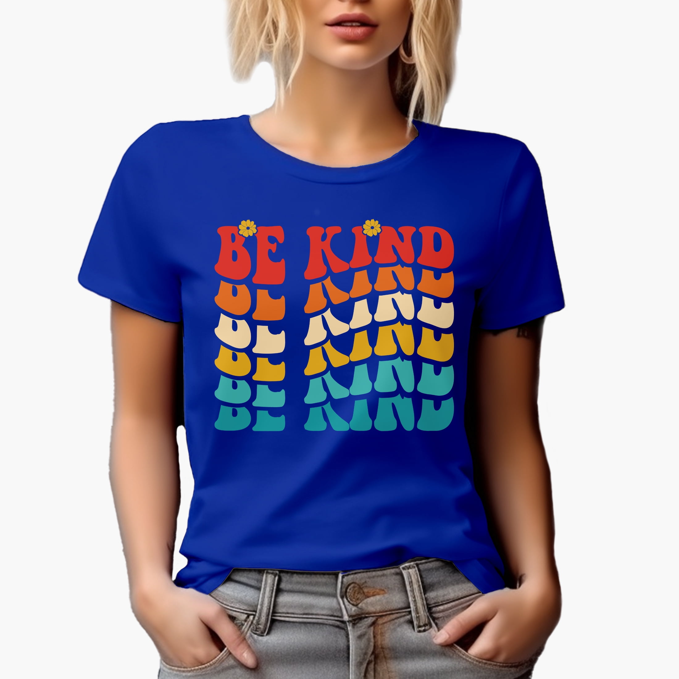Be Kind, Quote on Kindness, Groovy Retro Wavy Text Merch Gift, Royal ...