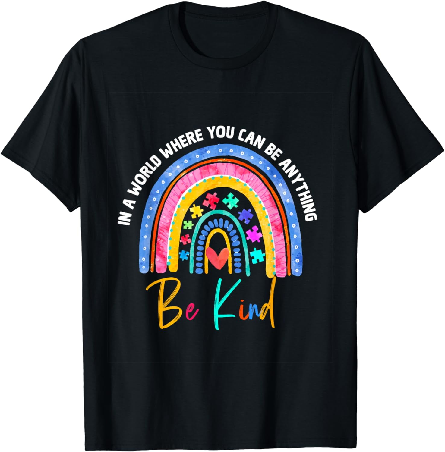 Be Kind Rainbow Autism Awareness Month Puzzle ASD Support T-Shirt ...