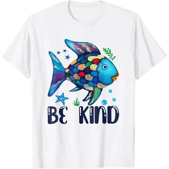 Be Kind Rainbow Scale Fish Teacher Reading Book T-Shirt, Unisex T-Shirt ...