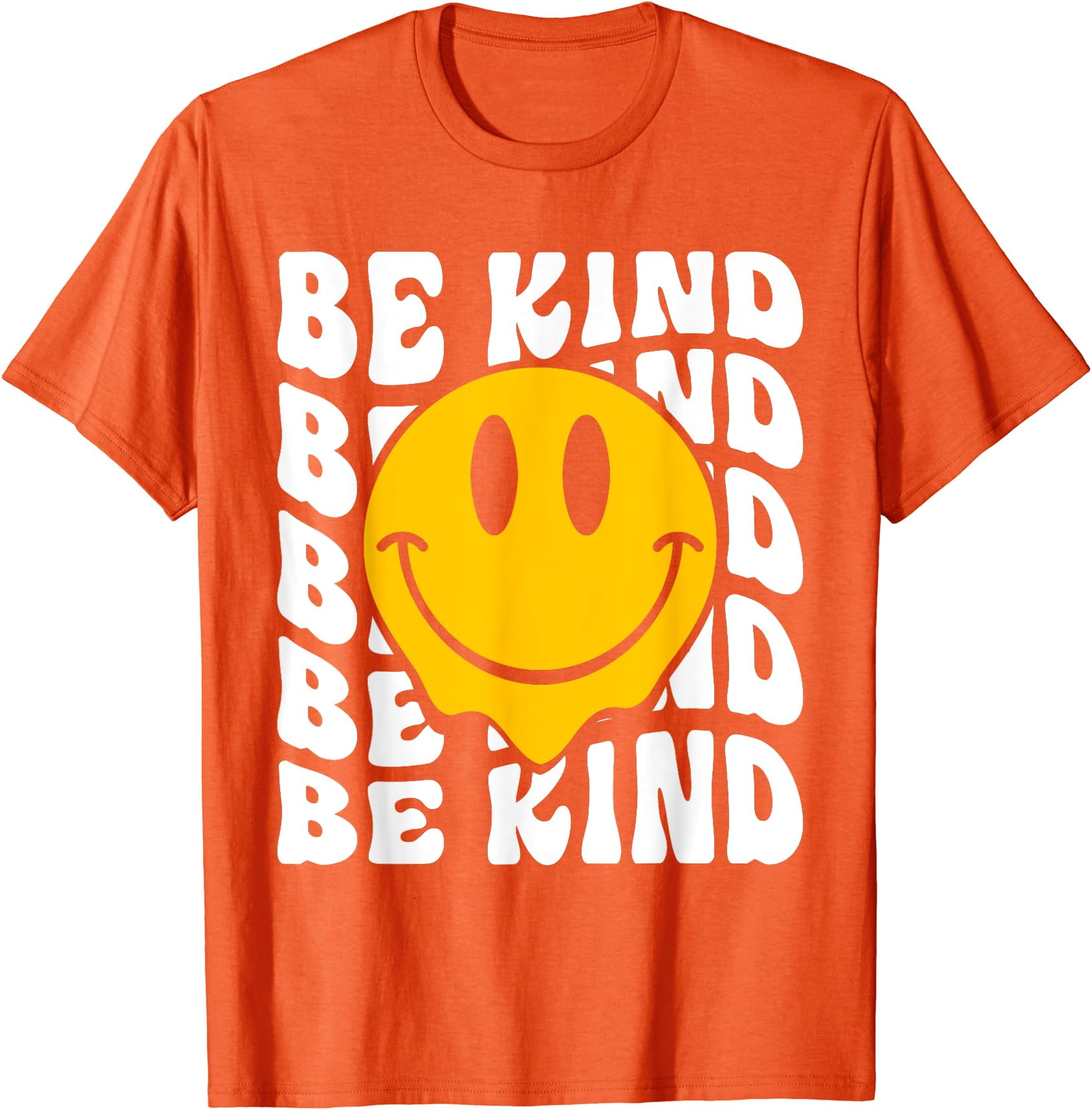 Be Kind Retro Groovy Smile Happy Face Orange T-Shirt for Positive Vibes ...