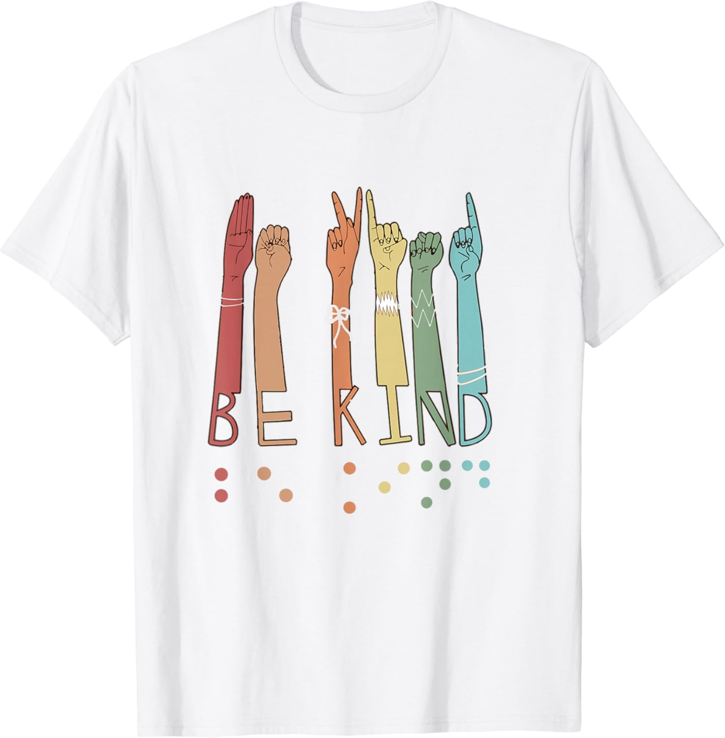 Be Kind Sign Braille Language Visually Impaired Awareness T-Shirt ...