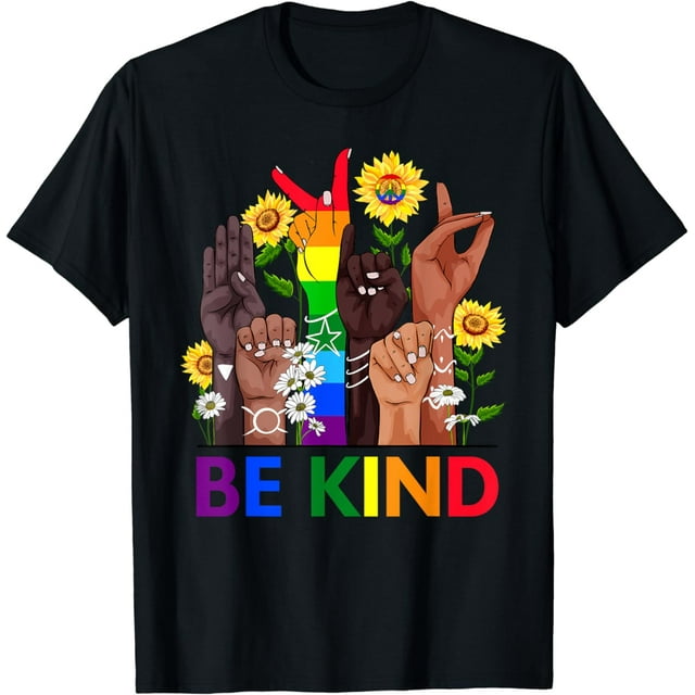 Be Kind Sign Language Hand Talking Lgbtq Gay Les Pride Asl T Shirt