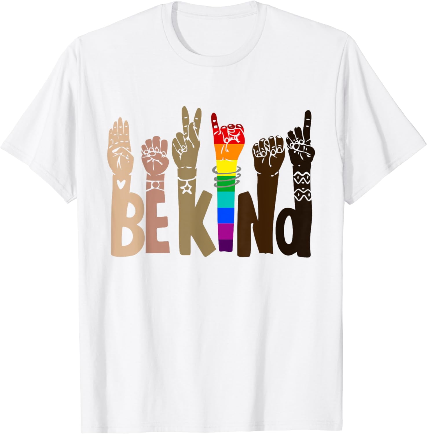 Be Kind Sign Language LGBT Anti-Racism Kindness Raise Hand T-Shirt ...