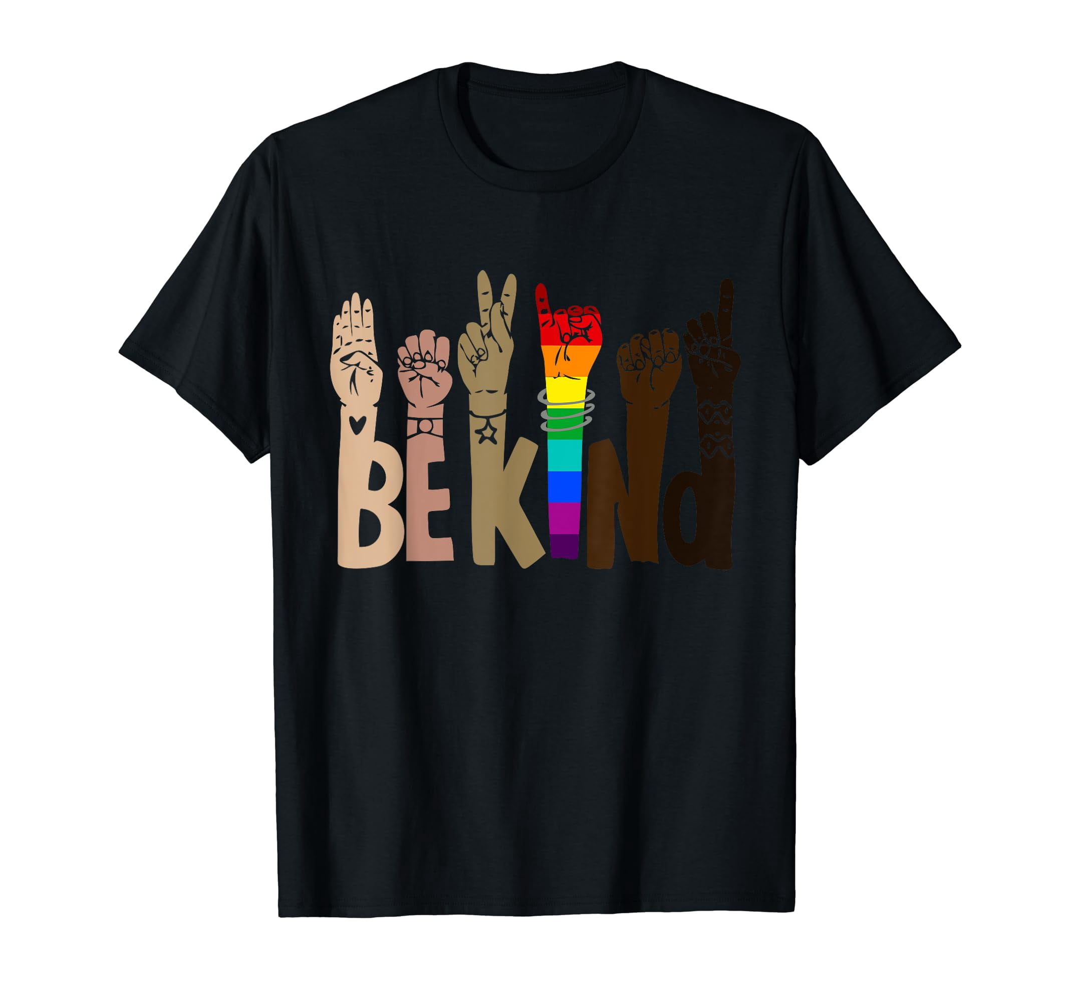 Be Kind Sign Language LGBT Anti-Racism Kindness Raise Hand T-Shirt ...