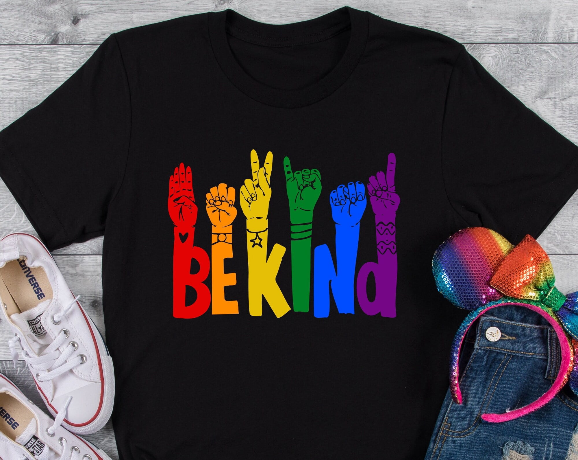 Be Kind Sign Language Shirt Be Kind Rainbow Shirt Kindness Shirt Be ...
