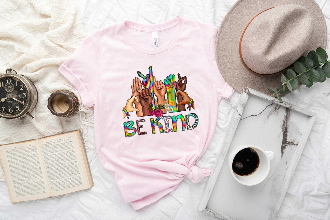 Be Kind Sign Language Shirt, Kindness Apparel, Rainbow Pride Shirts, Be ...