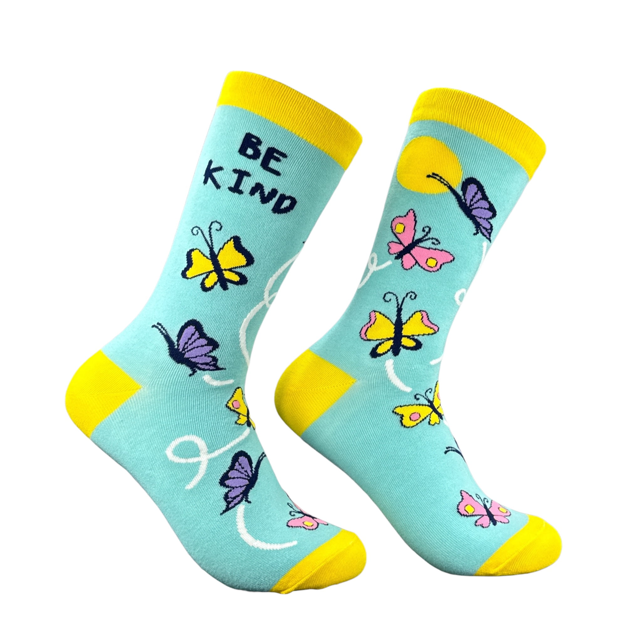 Be Kind Socks Funny Beautiful Butterfly Graphic Novelty Footwear For Ladies - Walmart.com