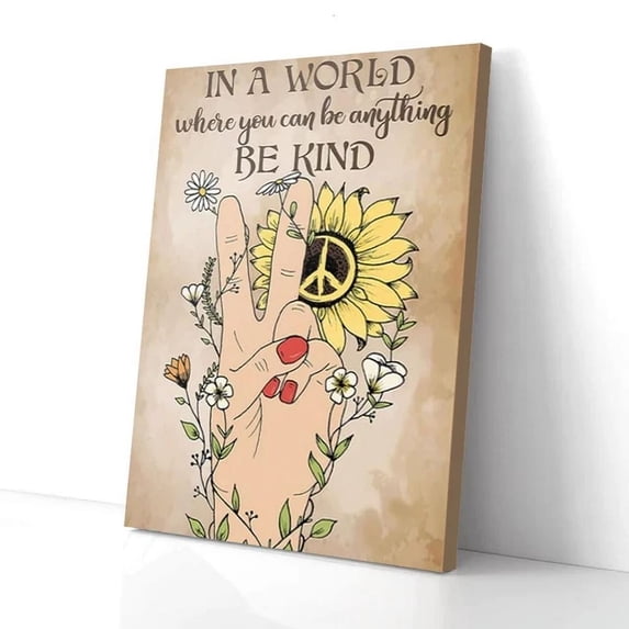 Be Kind Sunflower Hippie Life Poster Wall Art Home Decor Vintage Art ...