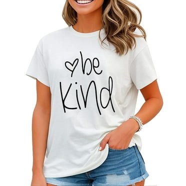 VILOVE Be Kind Graphic Tees Women Teacher Shirts Funny Inspirational Blessed Short Sleeve T ...