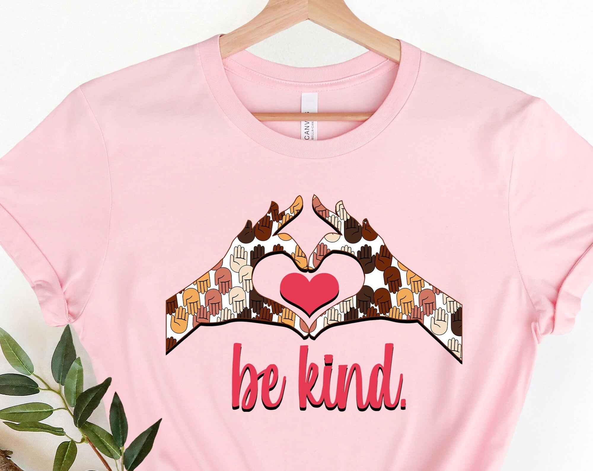 Be Kind TShirt Rainbow Heart Hands Positive Vibes Tee - Walmart.com