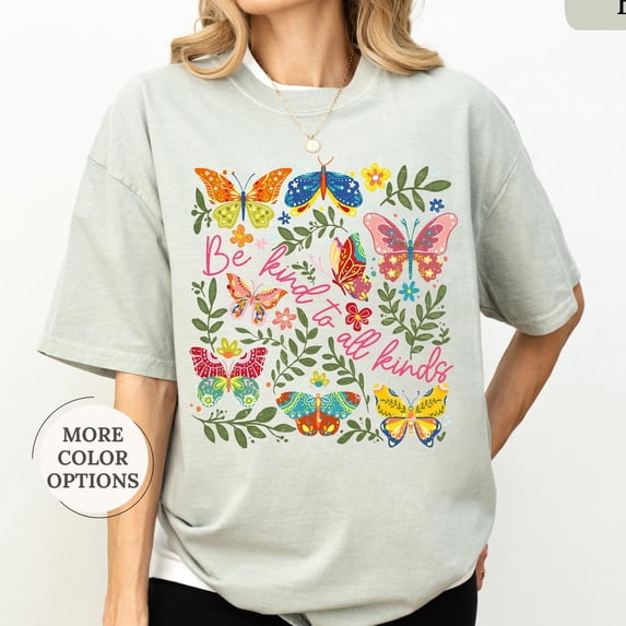 Be Kind To All Kinds Shirt Boho Floral Butterfly Shirt Kindness Tshirt ...