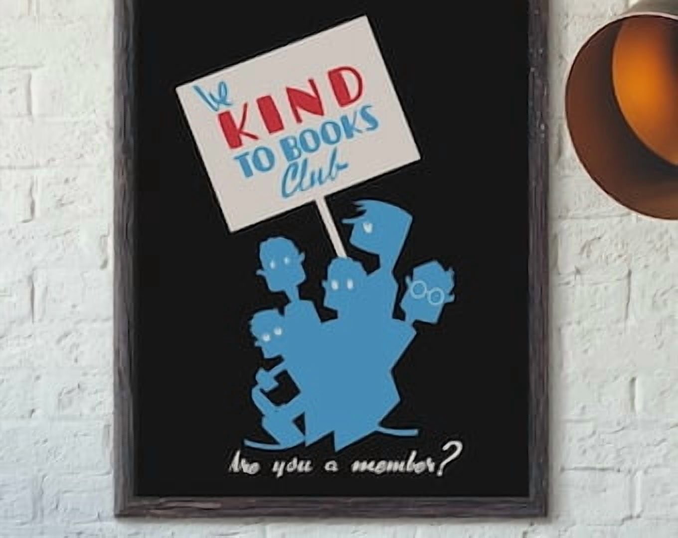 Be Kind To Books Club Vintage Print Poster Vintage Style Wall Decor ...