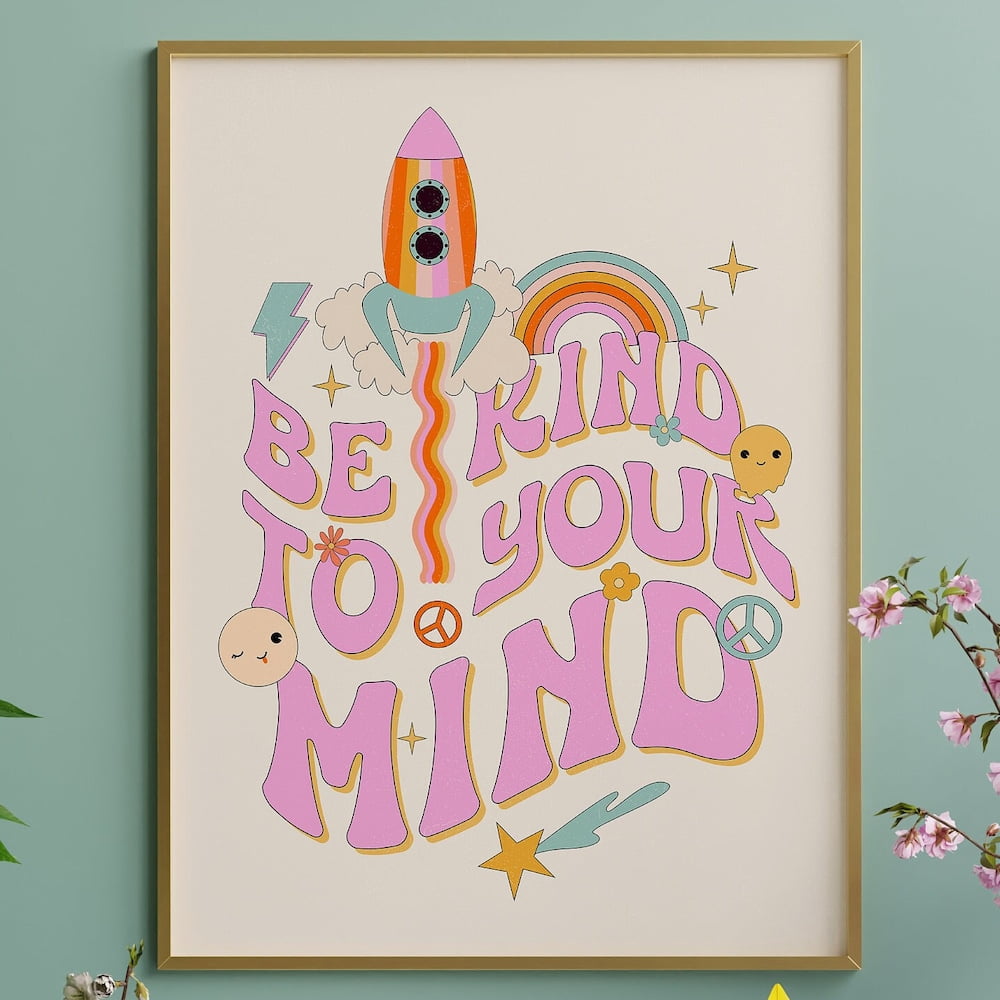 Be Kind To Your Mind 70S Poster Retro Art Print Trendy Print Vintage ...