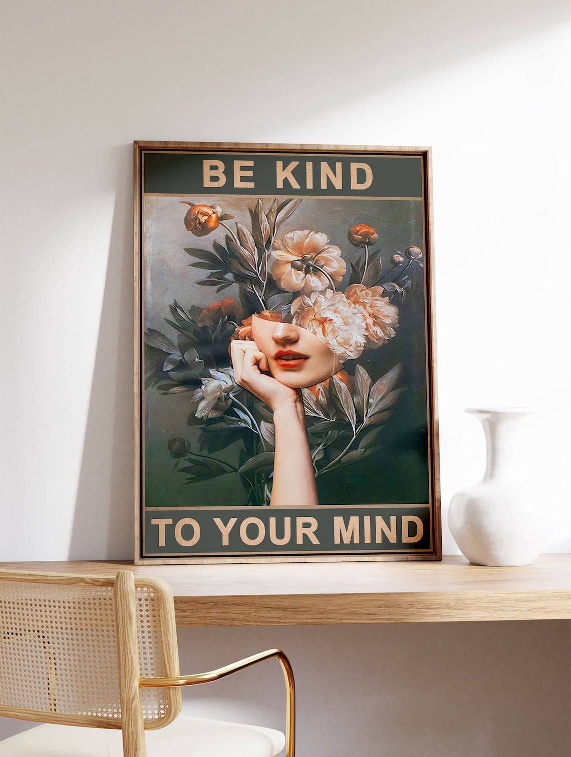 Be Kind To Your Mind Floral Garden Art Wall Decor Vintage Unframed ...