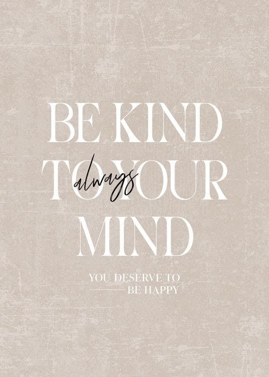 Be Kind To Your Mind Print Wall Art, Modern Wall Decor For Living Room ...