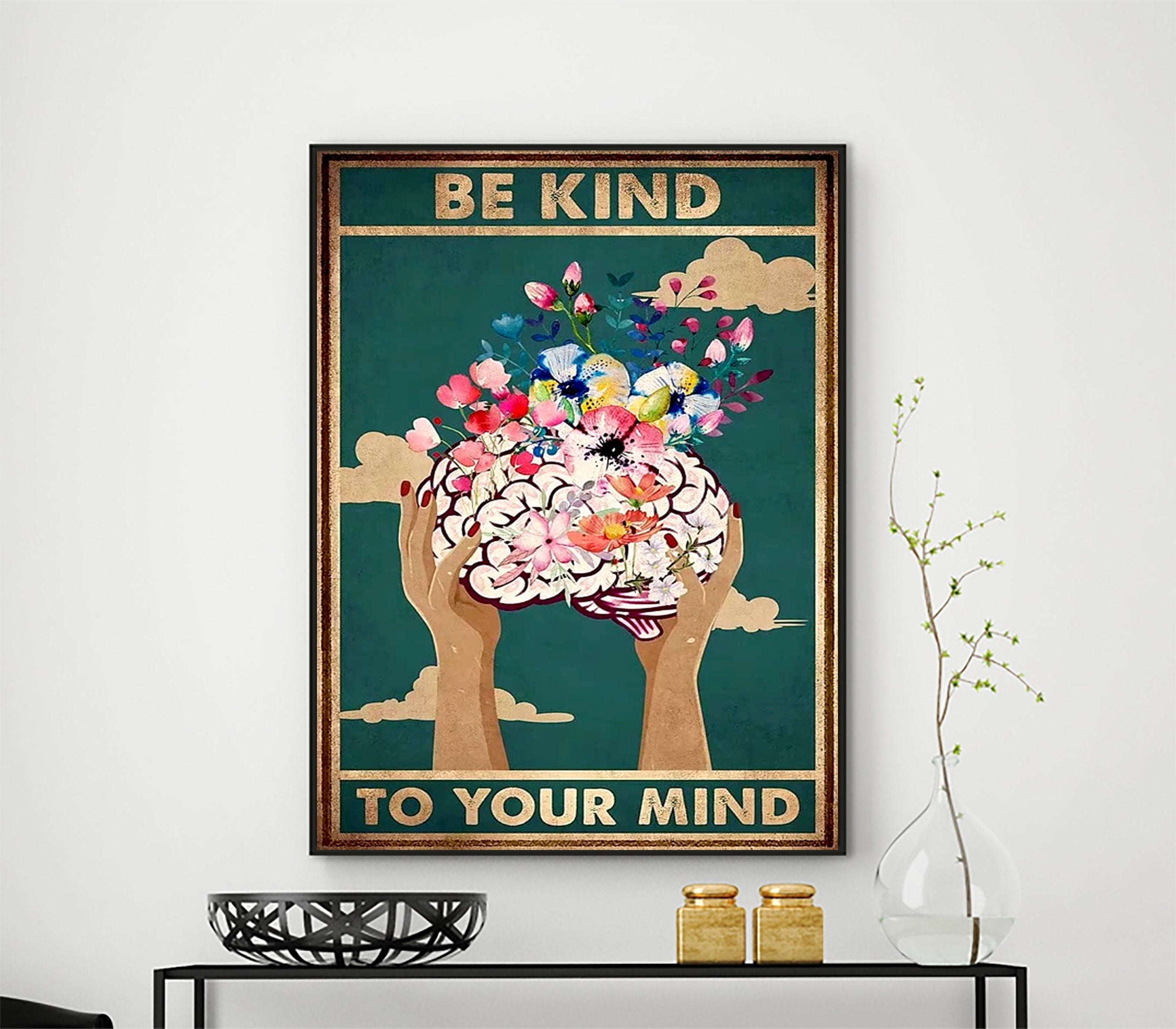 Be Kind To Your Mind Vintage Poster, Mental Health Awareness Poster ...