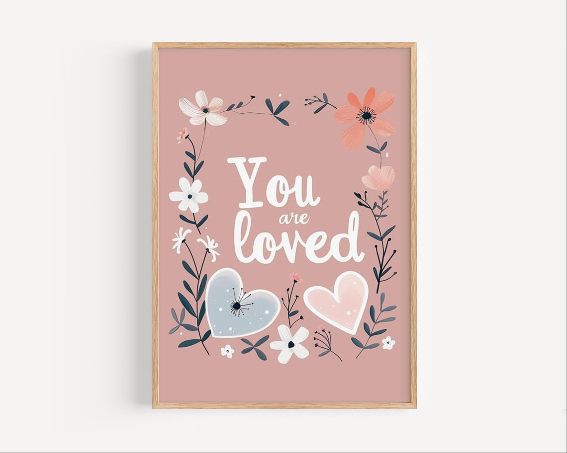 Be Kind To Yourself Poster: Teal Pink Motivational Art, Unframed Poster ...