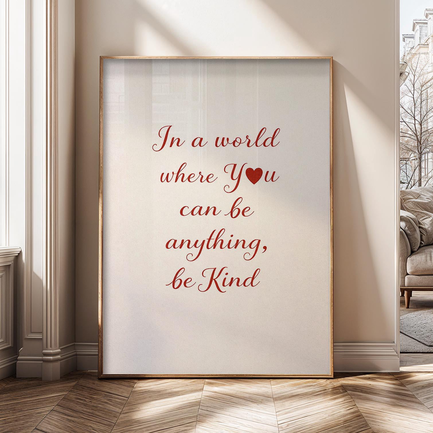 Be Kind Wall Art Print, Inspirational Quote Poster Vintage Style Wall ...