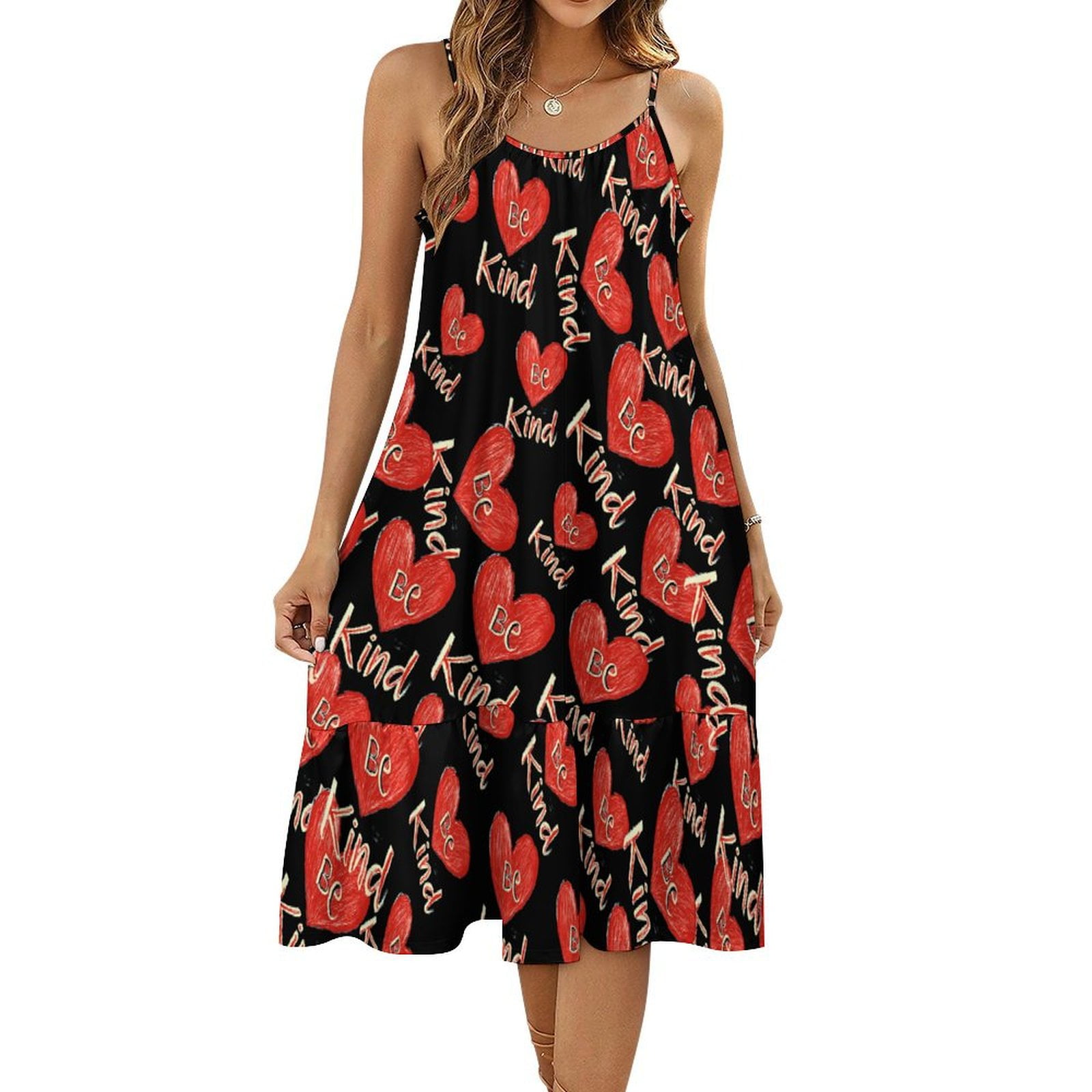 Be Kind Women Summer Dresses Spaghetti Strap Scoop Neck Smocked Flowy ...