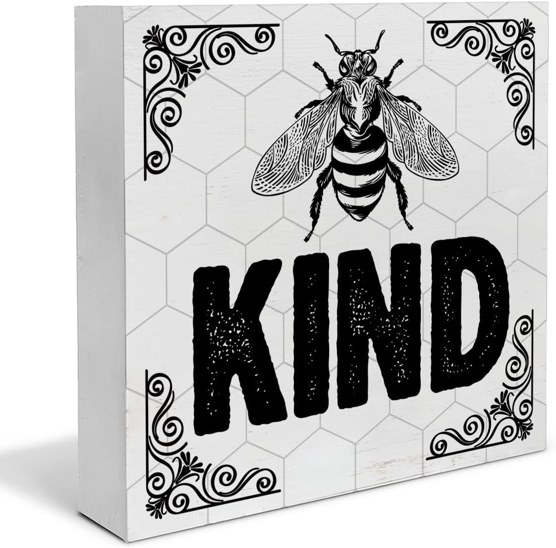 Be Kind Wood Box Sign Art Desk Decor 5x5 Inches Positive Theme Kindness ...