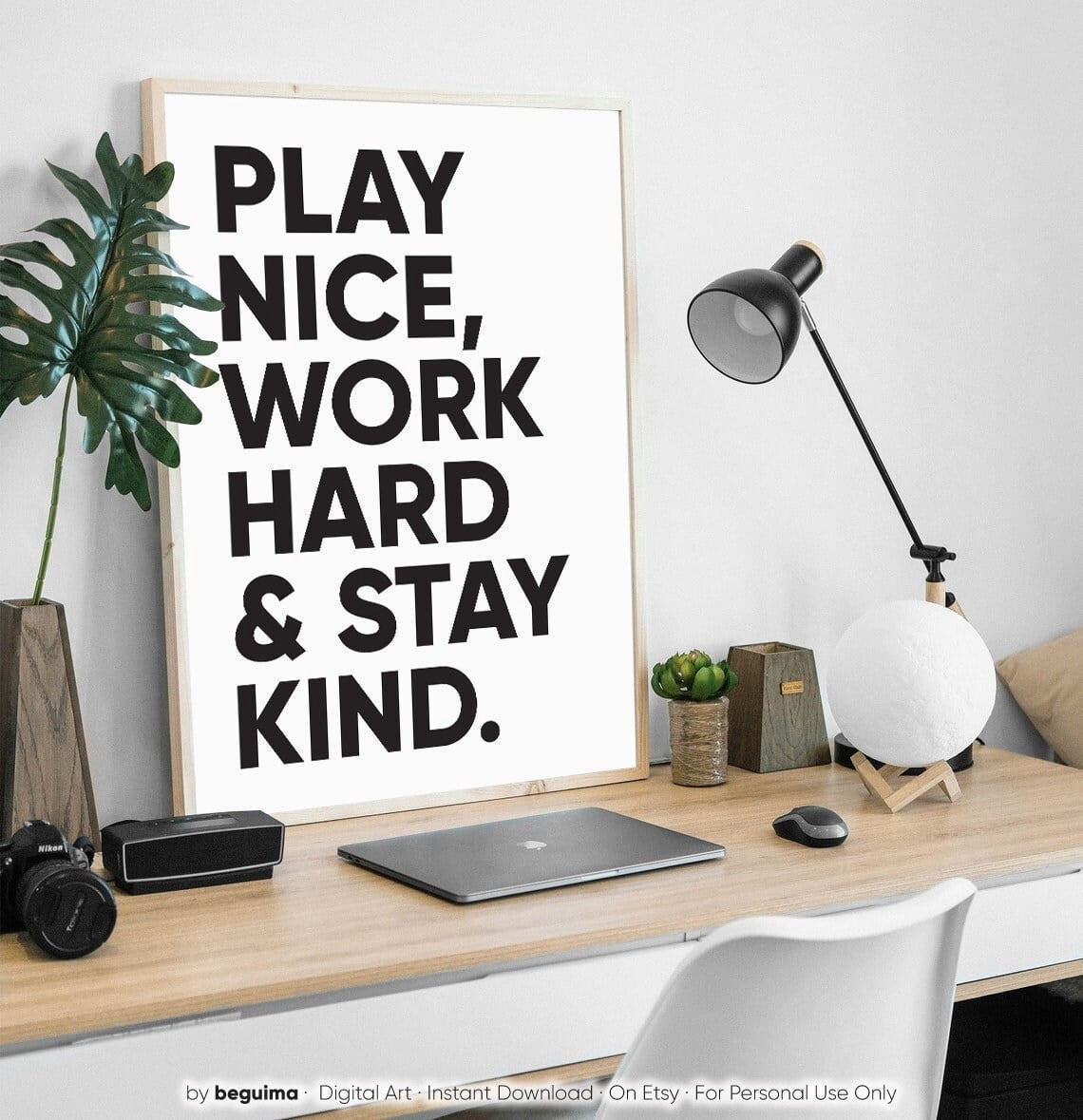 Be Kind Work Hard Play Nice Classroom Decor Office Wall Art ...