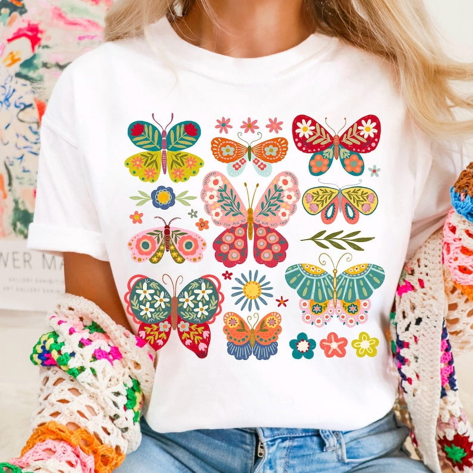 Be Kind to All Kinds T-Shirt, Boho Floral Tee, Inspirational Kindness Shirt, Butterfly Graphic ...
