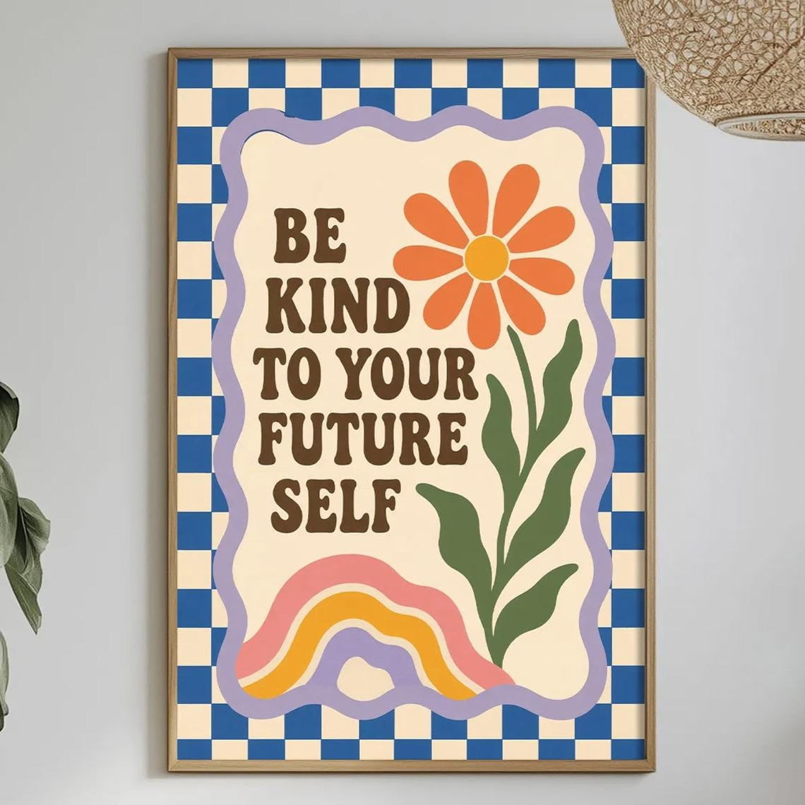 Be Kind to Your Future Self Retro Wall Art, 70s Groovy Flower Poster ...