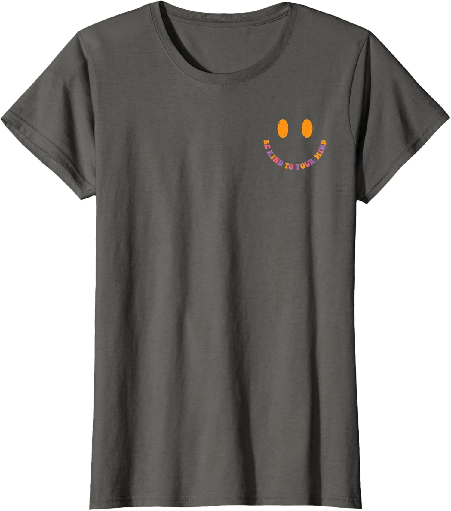 Be Kind to Your Mind - Mental Health Awareness Pocket Design with Happy Face Ladies' Crewneck T ...