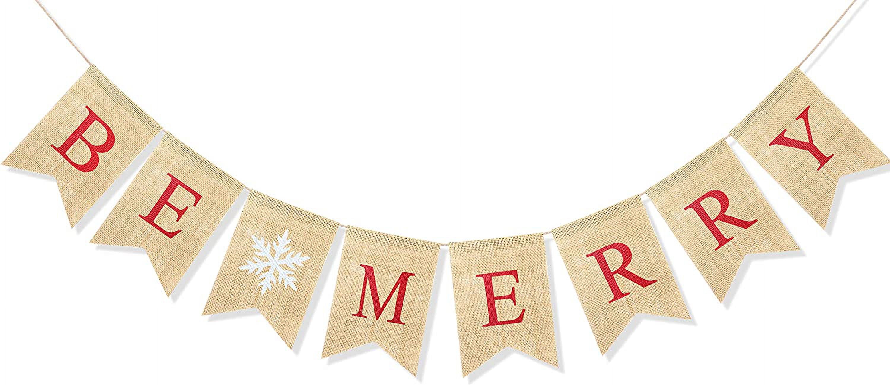 Be Merry Burlap Banner Garland Christmas Decorations for Home Mantle ...
