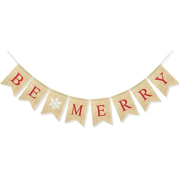 Be Merry Burlap Banner Garland Christmas Decorations for Home Mantle ...