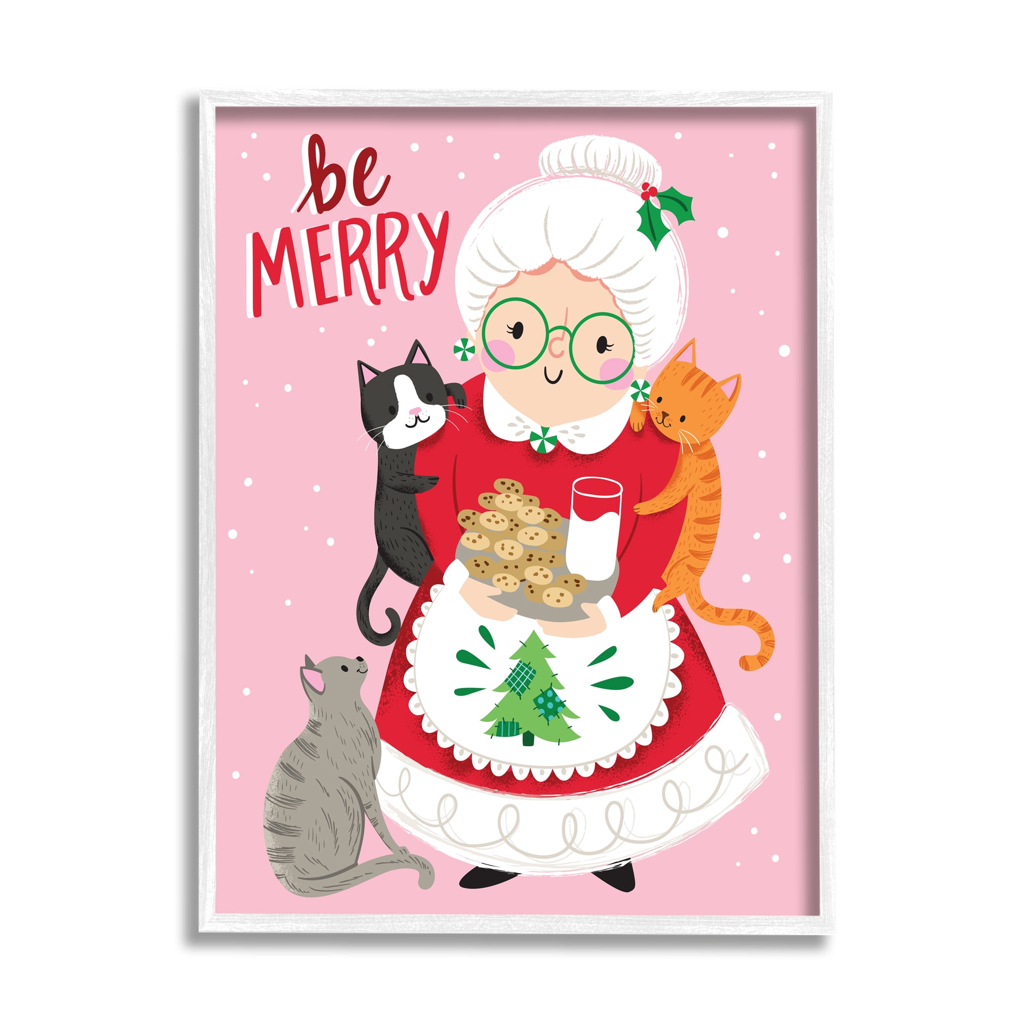 Be Merry Grandma Christmas Cookies Cats Perched Holiday Graphic Art Framed Art Print Wall Art ...
