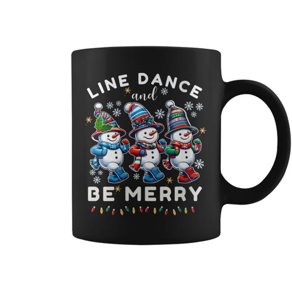 Be Merry Snowman Line Dance Christmas Holiday Dancing Coffee Mugs ...