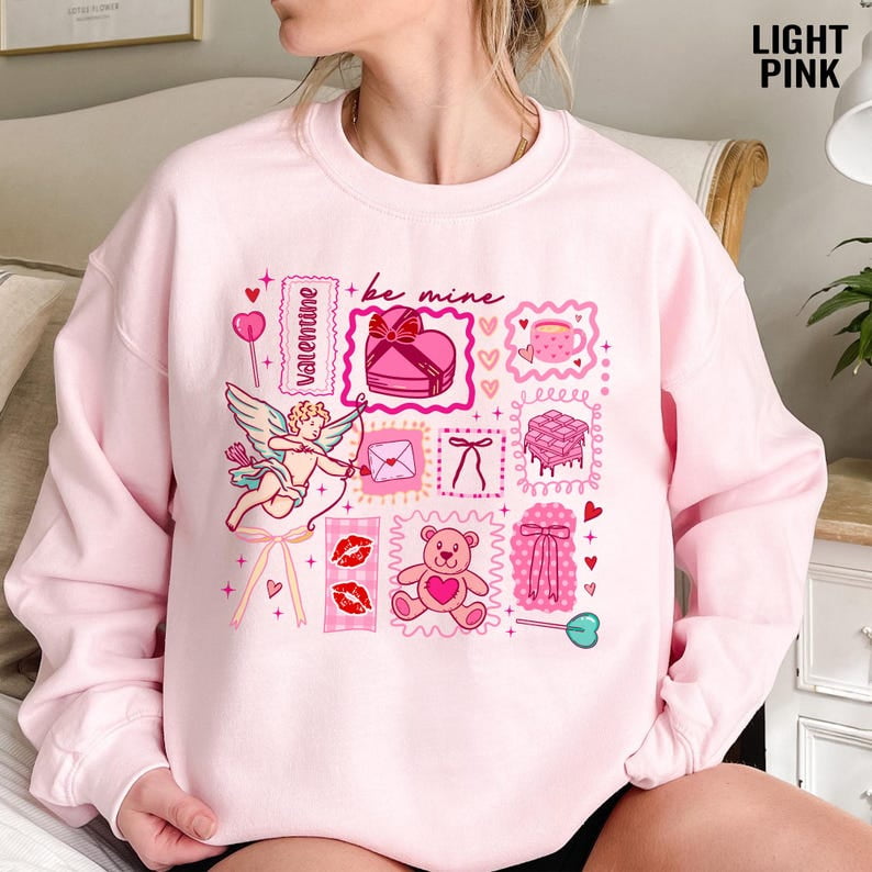 Be Mine Coquette Valentin Sweatshirt, Preppy Valentin Day Sweater ...