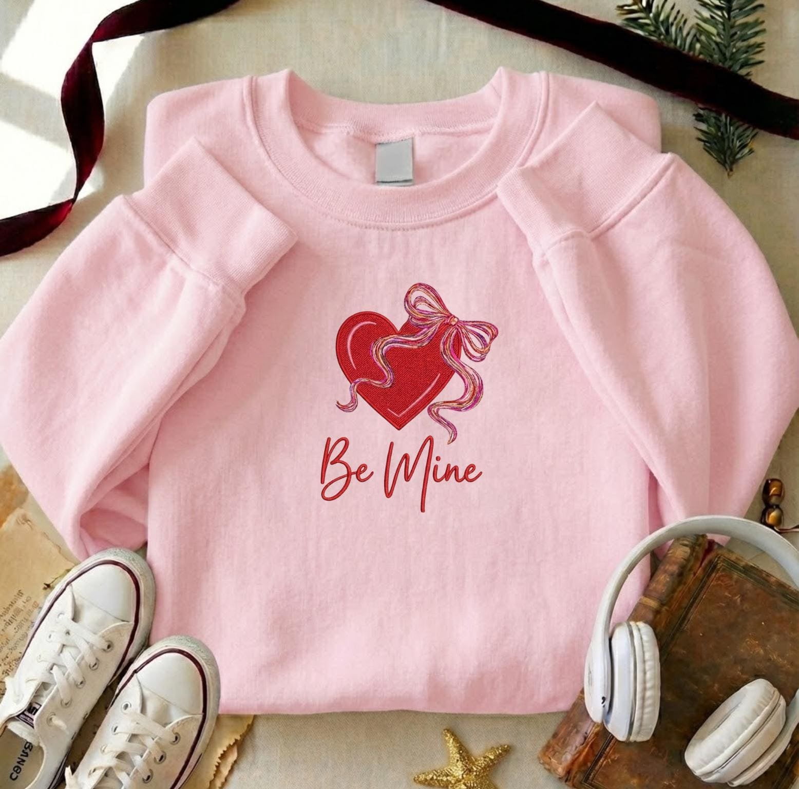 Be Mine Embroidered Heart Sweatshirt – Valentine’s Day Couple Gift ...