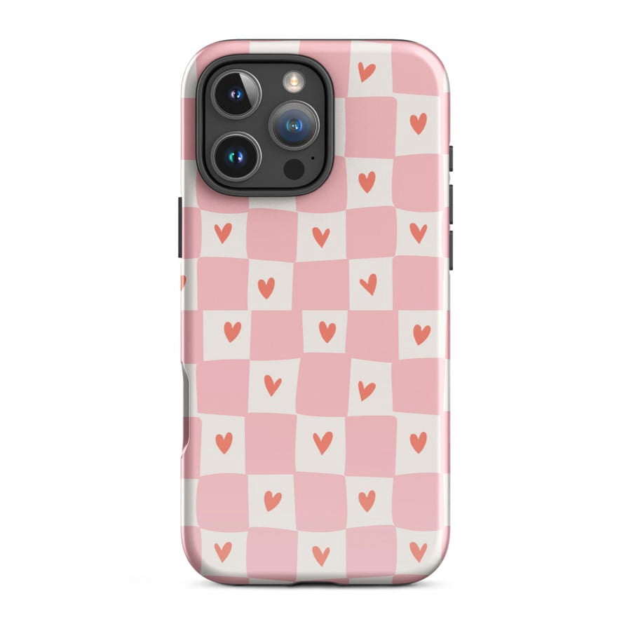 Be Mine Pink Checker Heart Case for iPhone 11 12 13 14 15 16 17 Pro Max ...