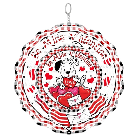 Be Mine Valentine Love Puppy 3D Wind Spinner Hanging, UV Printed ...